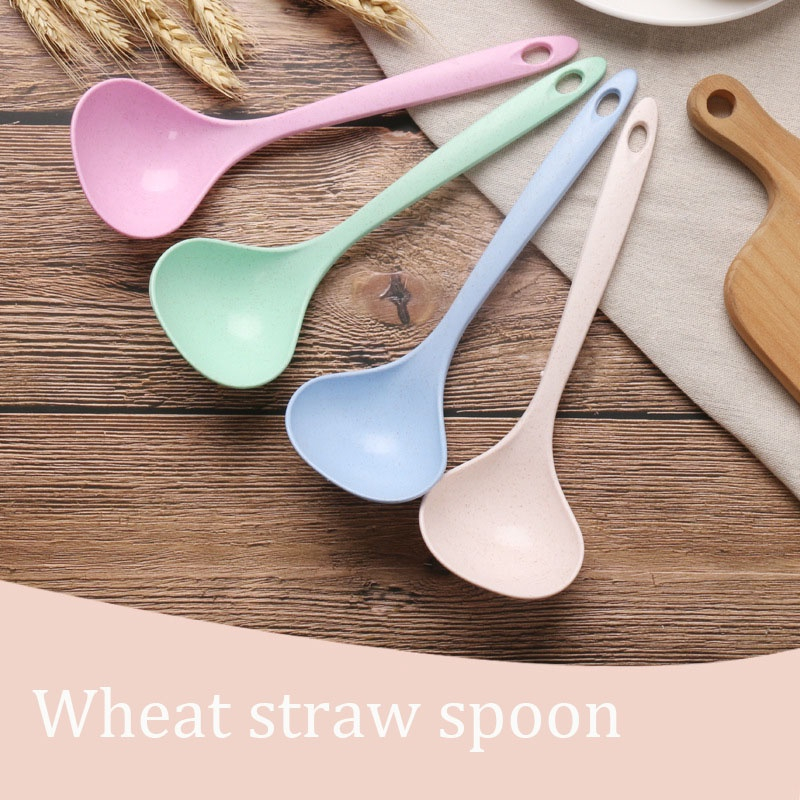 Nipiin Plastic Spoon Wheat Straw Spoon Soup Spoon with Handle Nylon ...