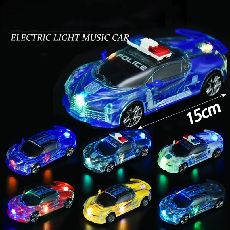 Light Electric Car LED Inertia Glide Music Police Car Race Car Toy ...