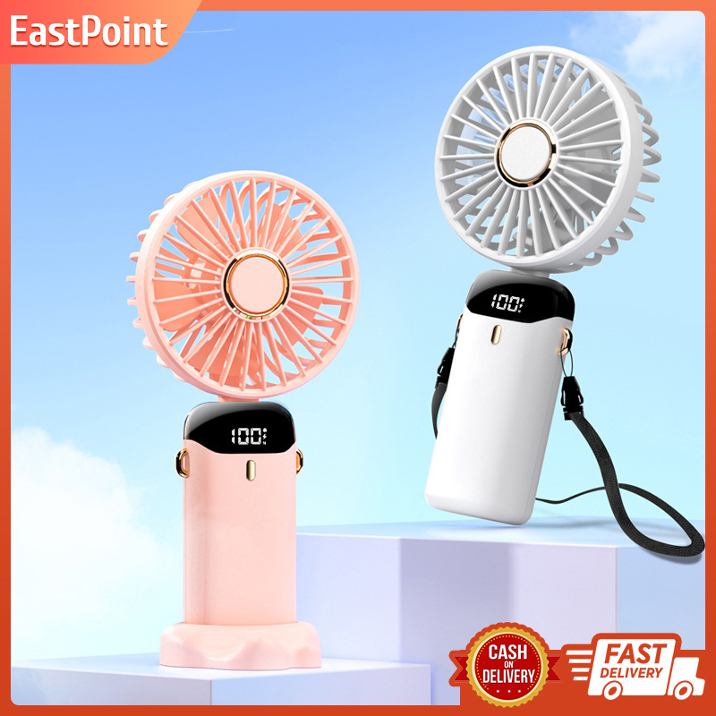 Handheld small fan multi-function silent digital display Mini Portable ...