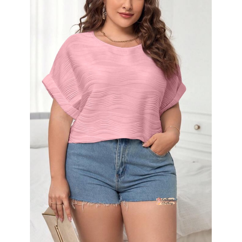 Kathryn PLUS SIZE Asymmetric Batwing Sleeve Blouse 31183# | Shopee ...