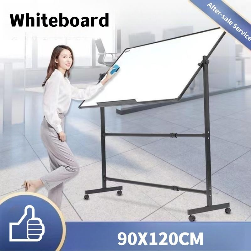 90*120CM 2 Sided White Board with Stand Stationary Aluminum Magnetic ...
