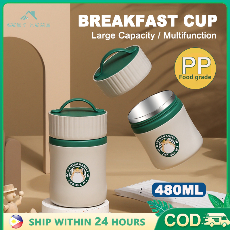 PP Food Grade Breakfast Cup Portable Insulated Soup Cup 480ML Thickened ...