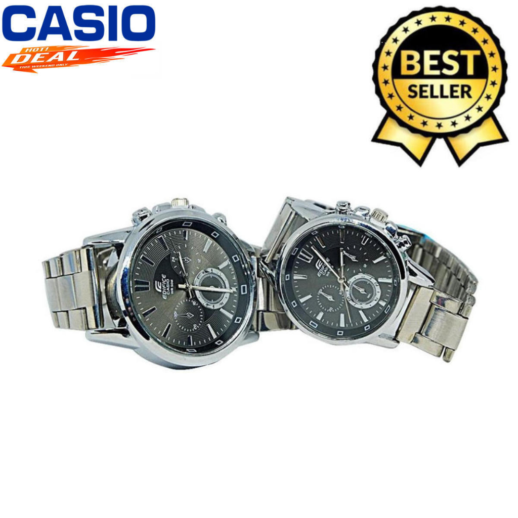 Casio Analog Quartz Edifice 3 Chronograph Black Dial Stainless Steel ...