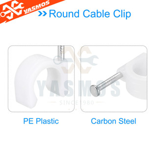 100PCS PVC Cable Clip Round And Flat 5mm-14mm Telephone Wires Nail Clips 100pcs/Per Pack ...