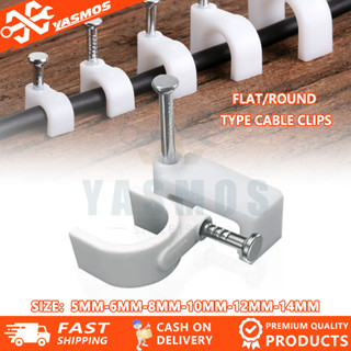 100PCS PVC Cable Clip Round And Flat 5mm-14mm Telephone Wires Nail Clips 100pcs/Per Pack ...