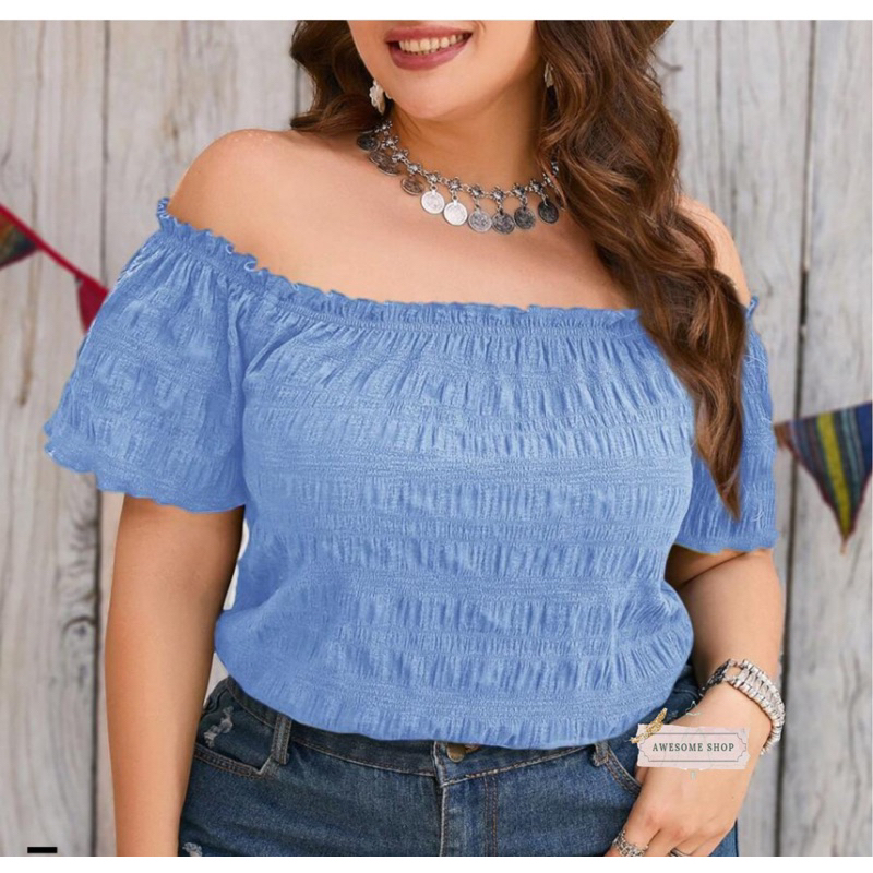 Awesome PLUS SIZE Off Shoulder Blouse 31187# | Shopee Philippines
