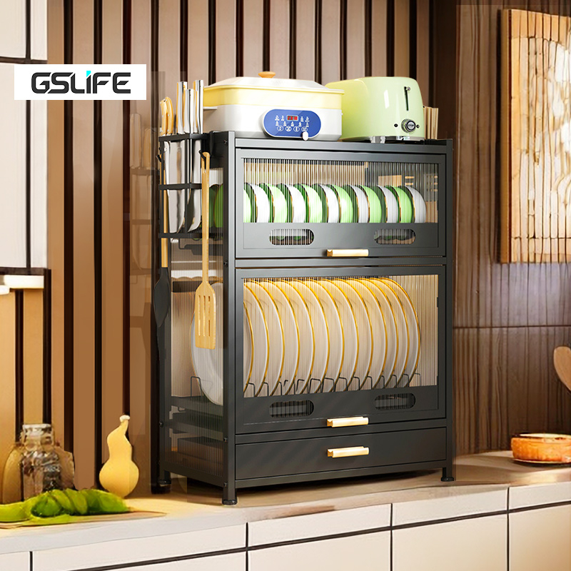 GSlife Dish Rack Drainer Drying Rack Kitchen Countertop Plate Organizer Storage With Drawers ...