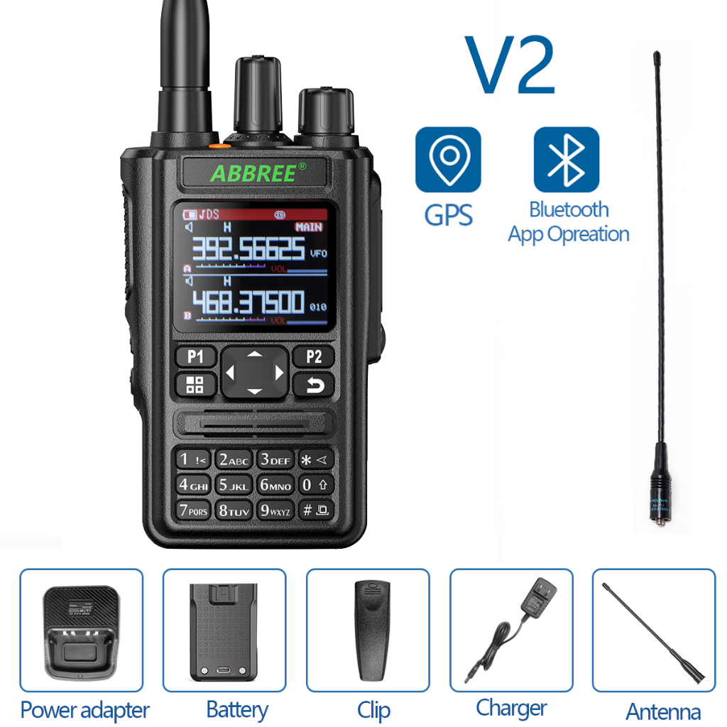 ABBREE AR-869 Walkie Talkie Bluetooth Program GPS 136-520Mhz All Band Wireless Type C Two Way ...