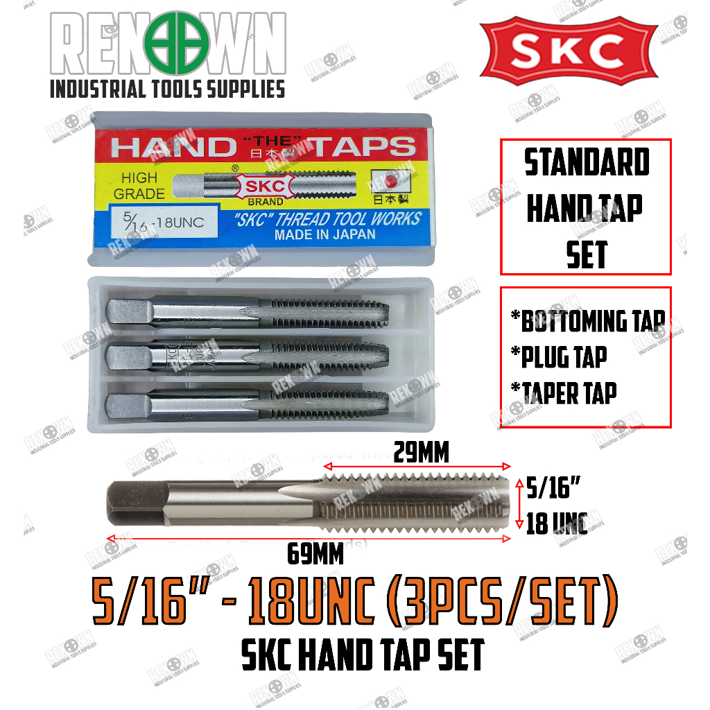 SKC Hand Taps 3pcs/Set Japan High Grade Assorted Metric and English ...