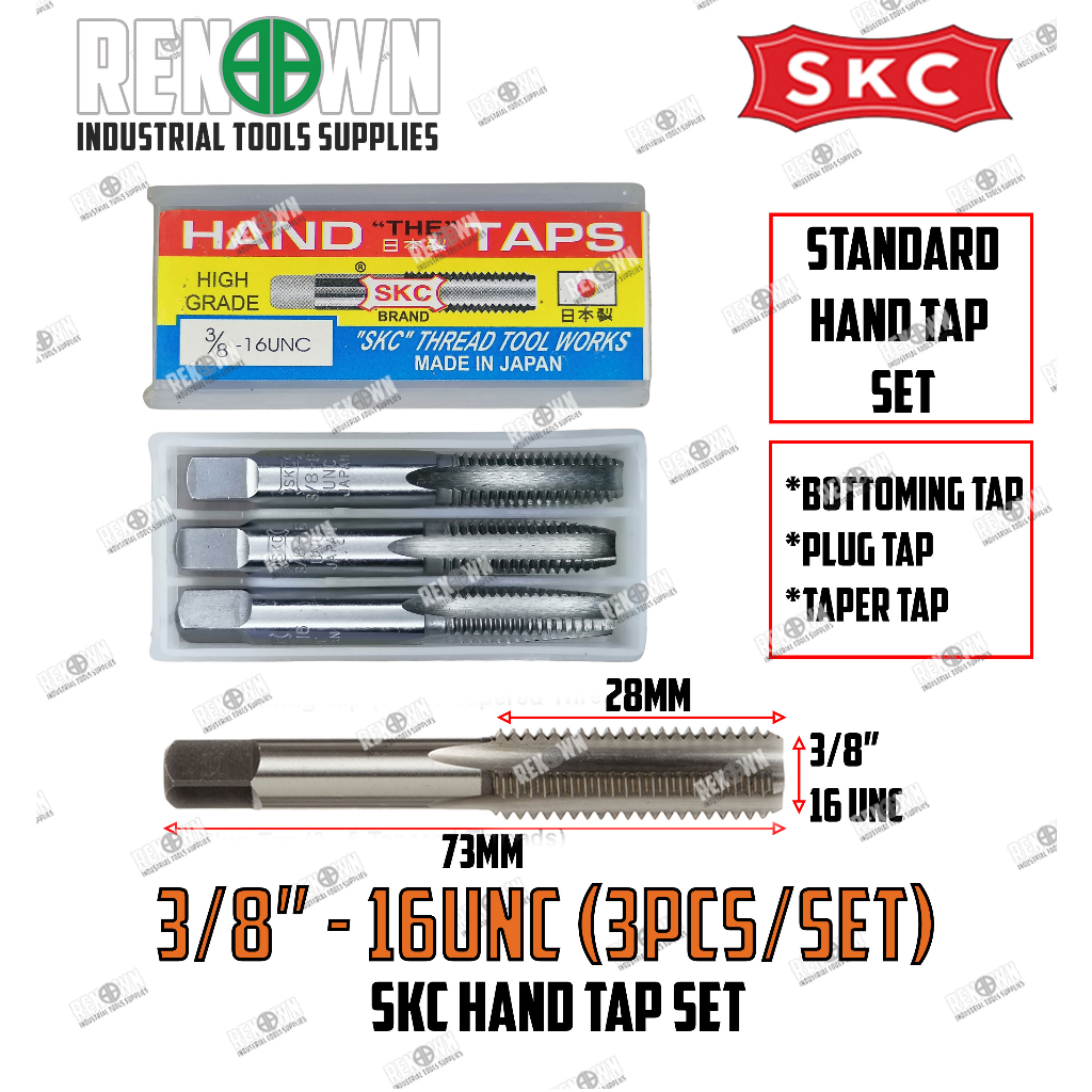 SKC Hand Taps 3pcs/Set Japan High Grade Assorted Metric and English ...