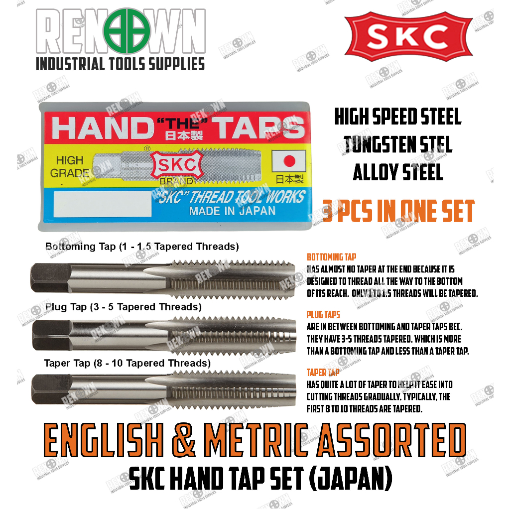 SKC Hand Taps 3pcs/Set Japan High Grade Assorted Metric and English Sizes | Shopee Philippines