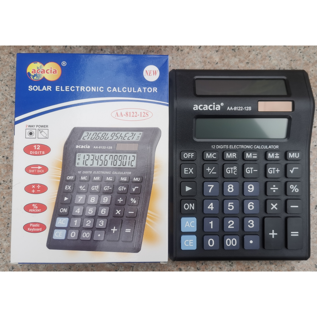 [Acacia] Solar Electronic Calculator Double Screen AA-8122-12S [Use AA ...