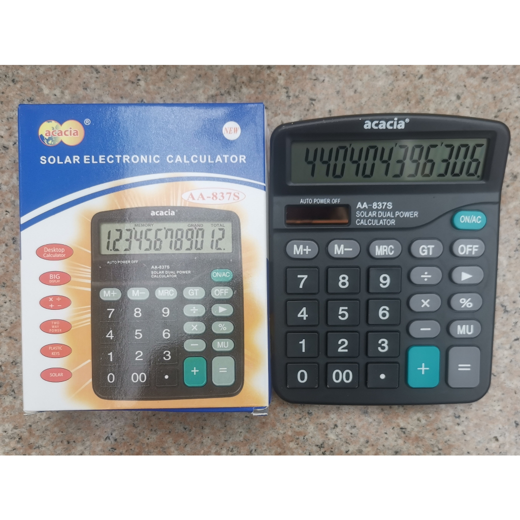 [Acacia] Solar Electronic Calculator AA-837S [Use AA Battery] | Shopee ...