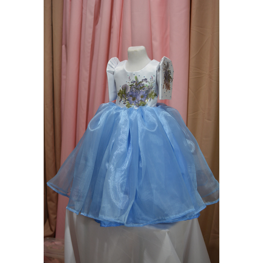 2 in 1 Filipiniana Light Blue Flower Dress for Kids | Shopee Philippines