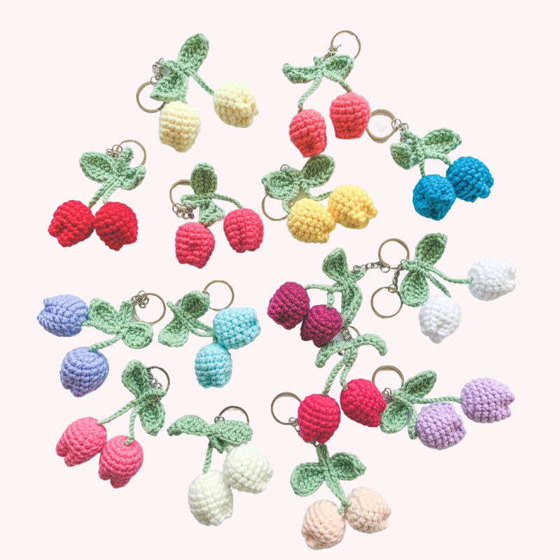 Tulip keychain crochet for car mirrors, wallets, bag, phones, giveaways ...