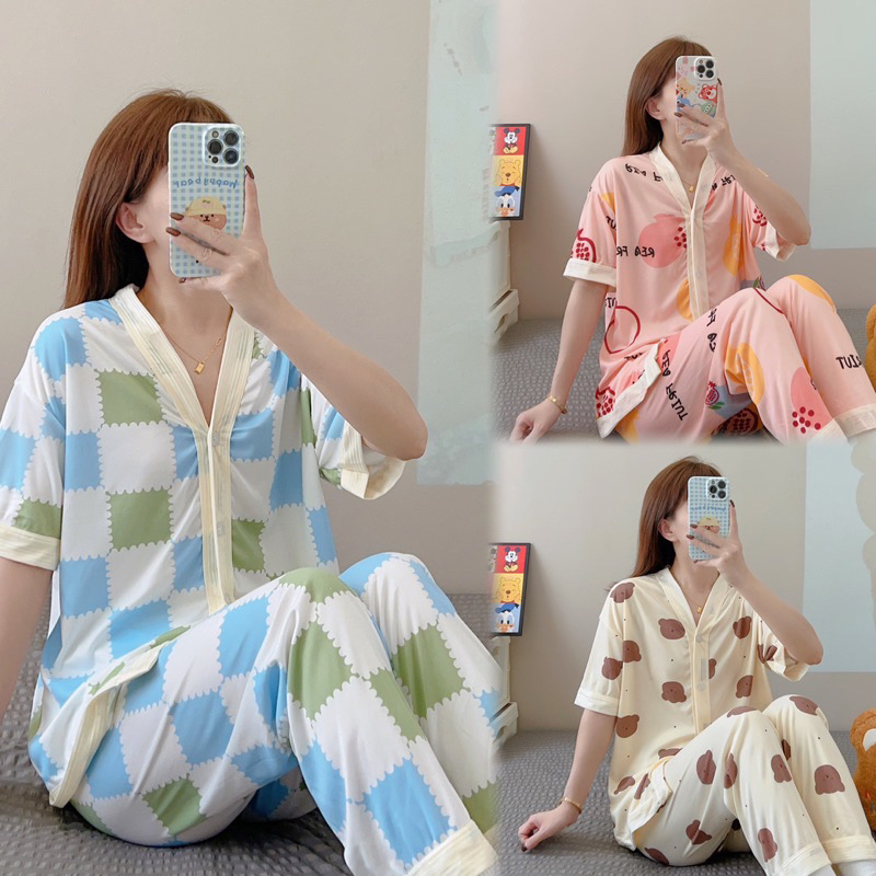 New fashion design Korean cotton terno pajama shortsleeves adult ...