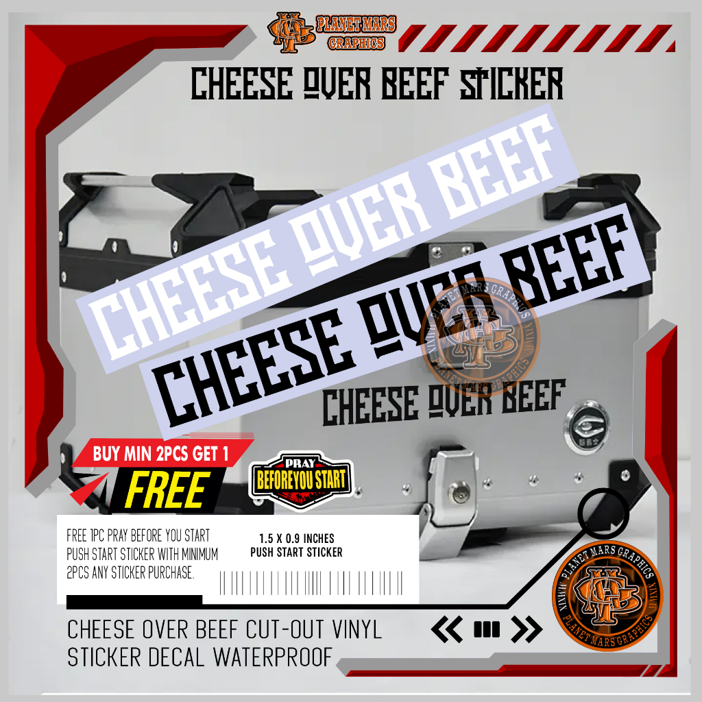CHEESE OVER BEEF Sticker Decal 2 Color Available Waterproof Vinyl ...