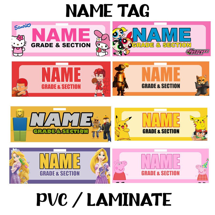 NAME TAG Laminate / PVC for school with FREE ID LACE | Shopee Philippines