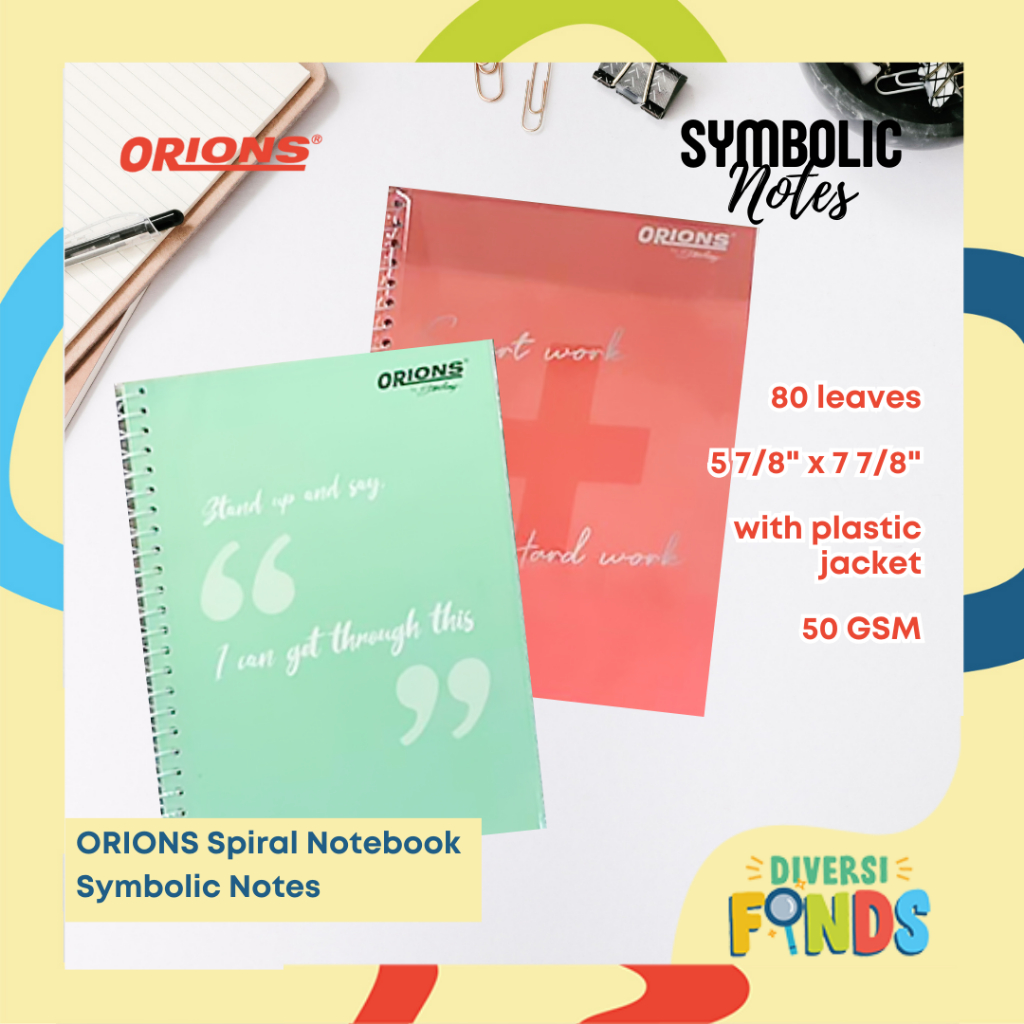 Orions SYMBOLIC NOTES Spiral Notebook W/Plastic Jacket 80lvs- Set of 3 ...