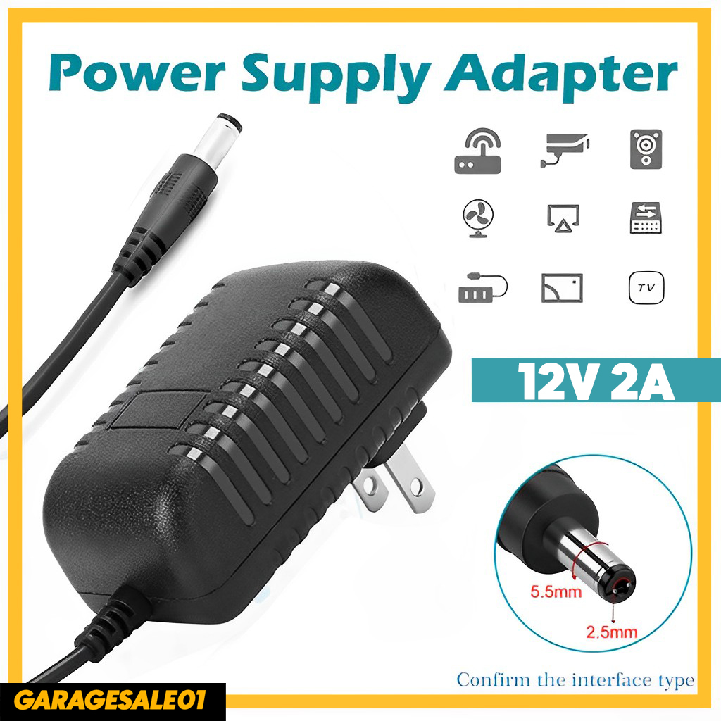 12V 2A Power Supply Adaptor AC 100-240V to DC 12V adapter For CCTV ...