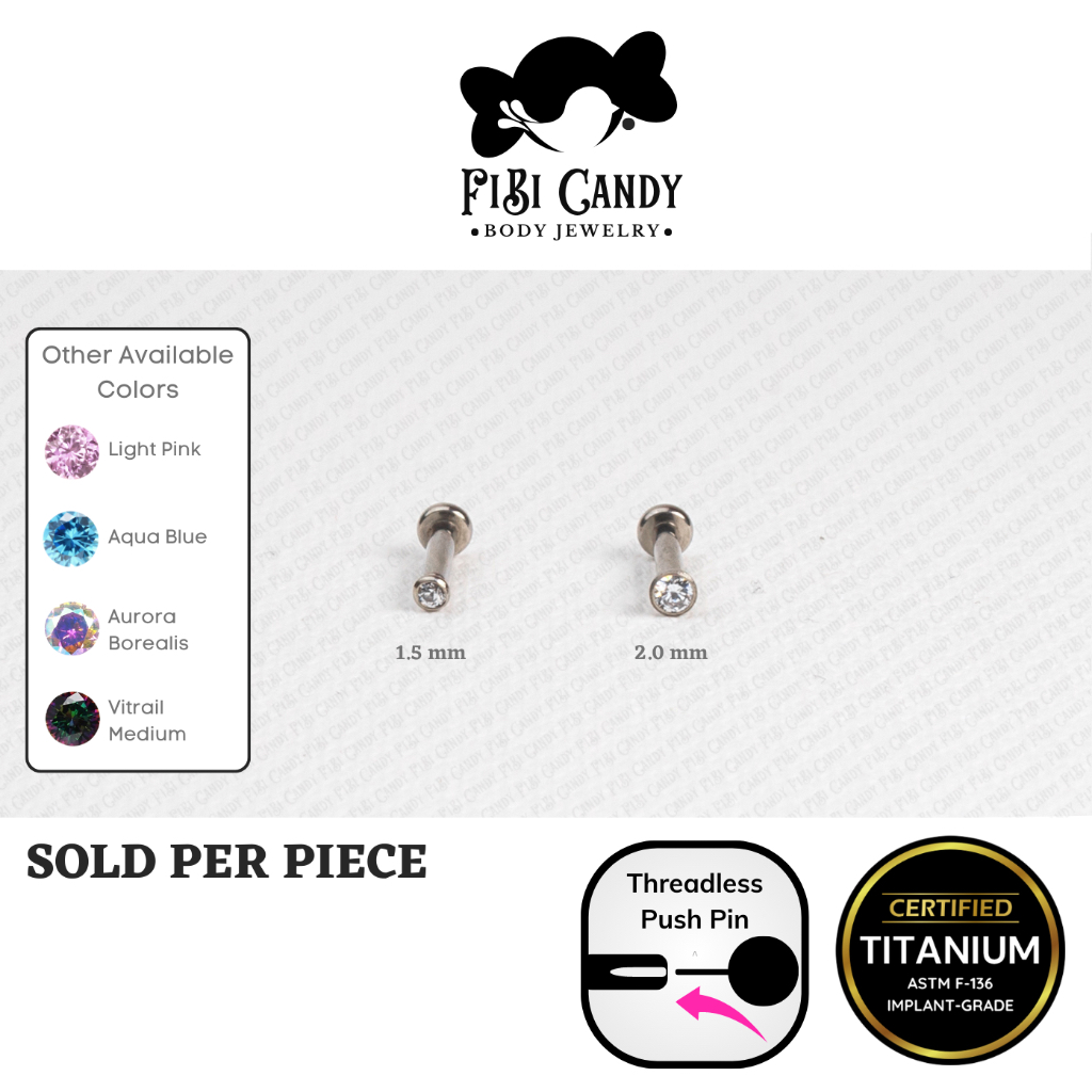 FiBiCandy Micro Astm F136 Titanium Earring Threadless Push Pin Labret ...
