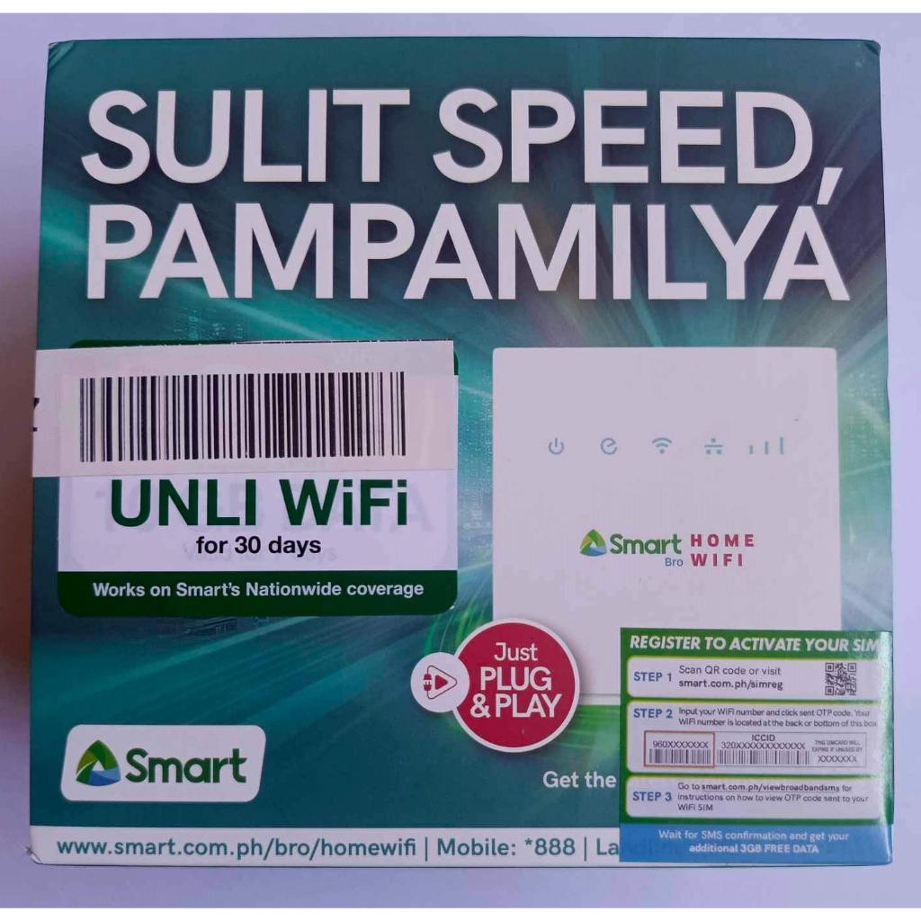 SMART Bro Prepaid Home WiFi with UNLI WIFI for 30 days | Shopee Philippines