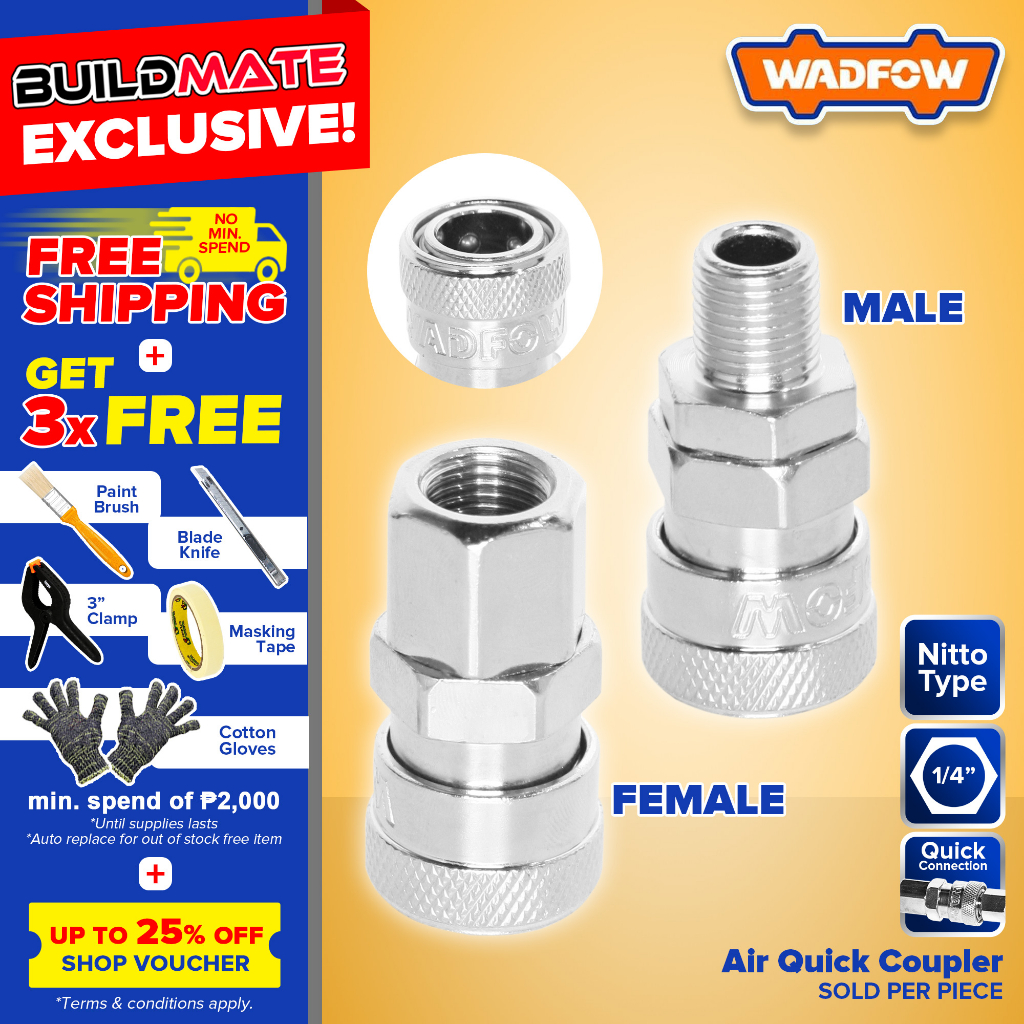 BUILDMATE Wadfow 1/4" Inch Air Quick Coupler Male | Female Quick Plug ...