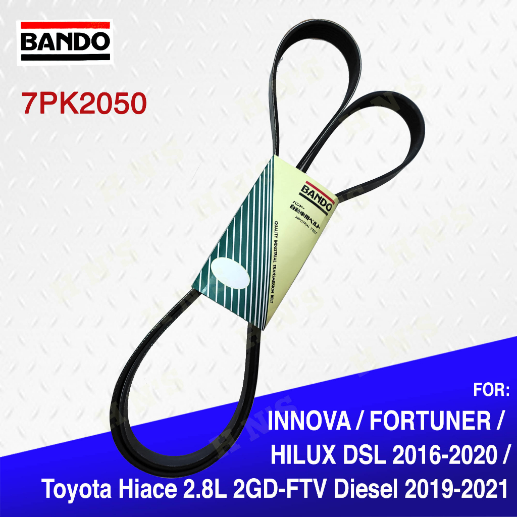 Bando Belt 7PK-2050 for Innova Fortuner, HILUX DSL 2016-2020, Hi-Ace 2.8L 2GD-FTV Diesel ...