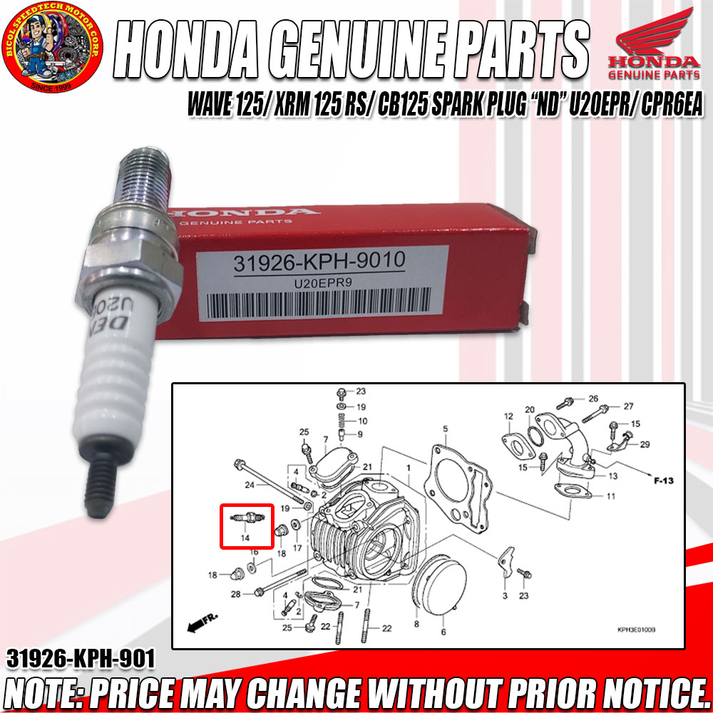 WAVE 125/ XRM 125 RS/ CB125 SPARK PLUG “ND” U20EPR/ CPR6EA (HPI ...