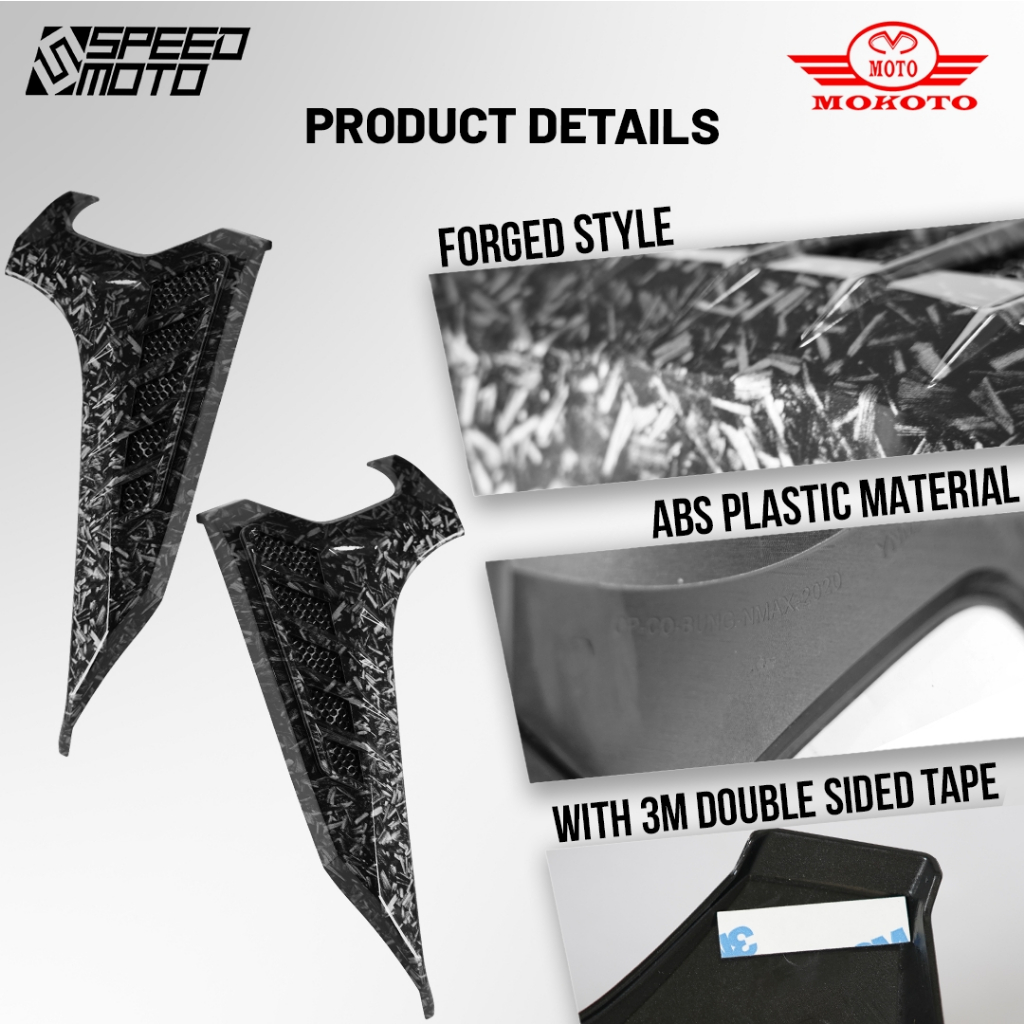YAMAHA NMAX V2 V2. SIDE PANEL GARNISH GLOSSY HYDRO DIP FORGED CARBON ...