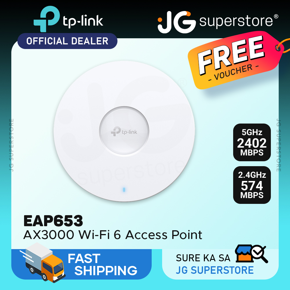TP-Link EAP653 AX3000 Dual Band Ceiling Mount Wi-Fi 6 Access Point 2402Mbps at 5GHz, MU-MIMO ...