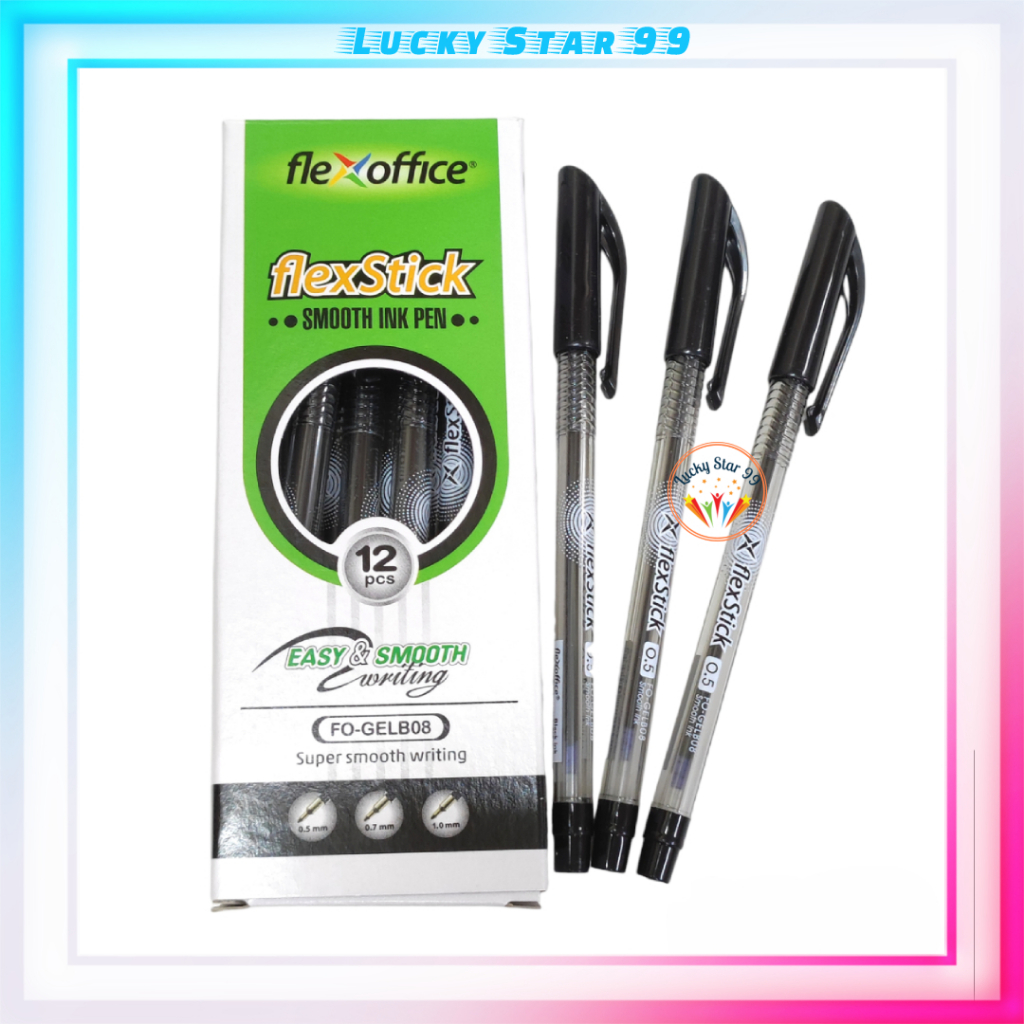 Flexstick Smooth Ink Pen 12pcs Black 0.5mm FlexOffice Flex Stick ...