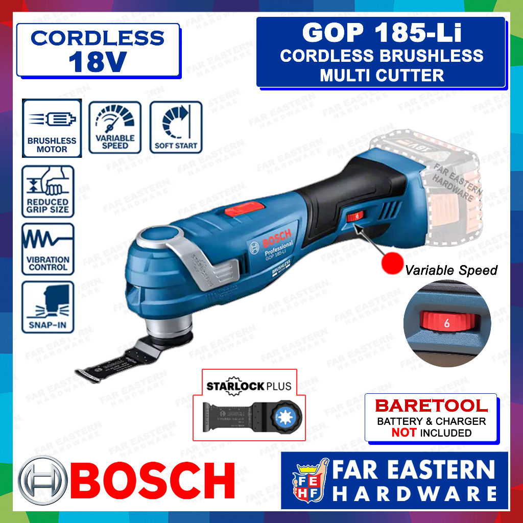 BOSCH GOP 185-Li Cordless Brushless Oscillating Multi Tool Cutter 18V ...