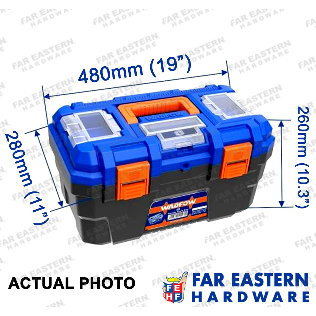 WADFOW Plastic Tool Box Organizer Storage Toolbox Plastic | Metal Buckle 13" | 16" | 19" WFHT ...