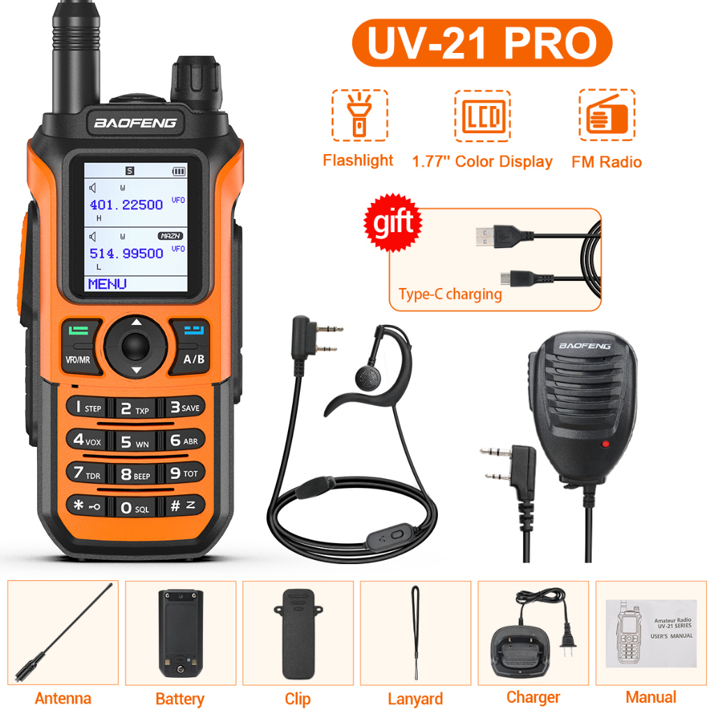 [Free Headset] Baofeng UV-21 Pro 10W Long Range Walkie Talkie Type c Two Way Radio UHF VHF UV21 ...