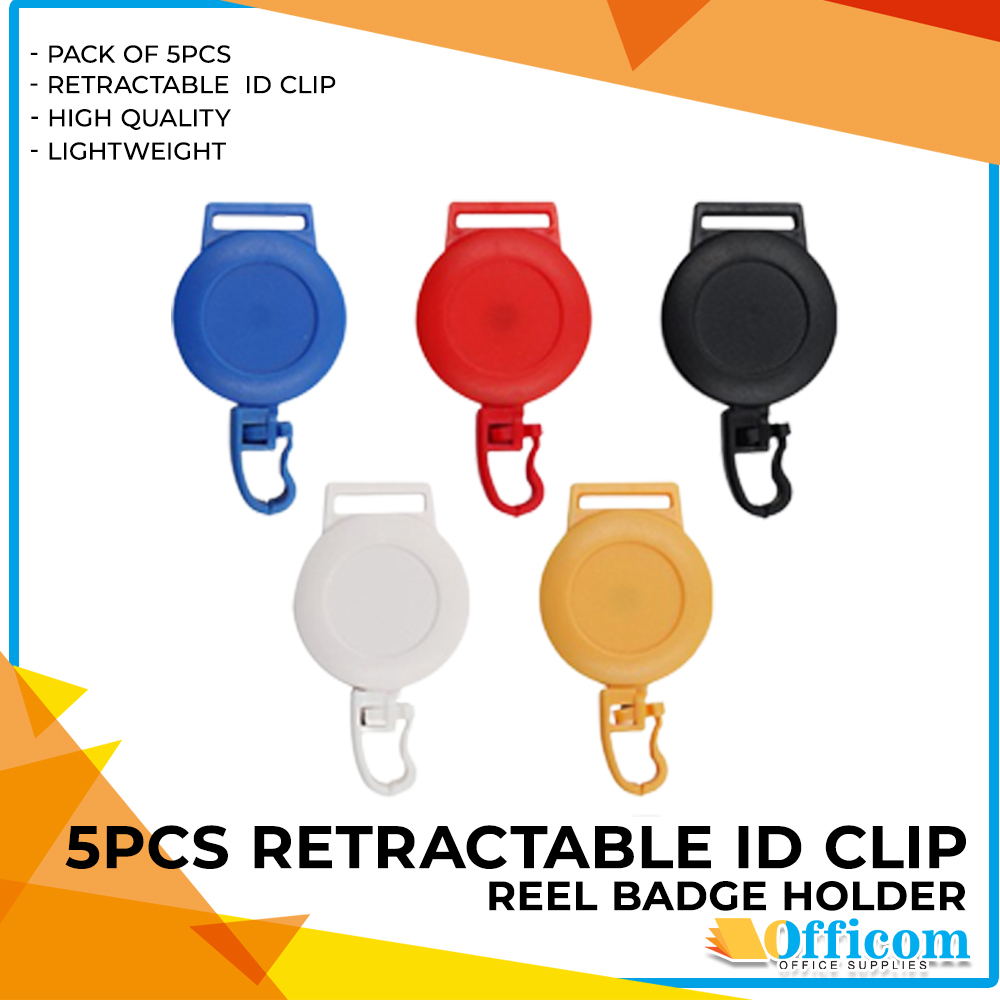 5pcs Retractable ID Reel Badge Holder ID CLIP | Shopee Philippines