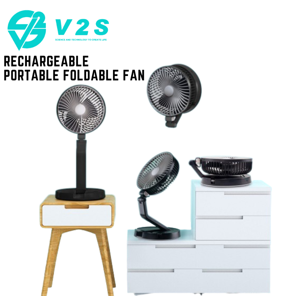 V2S F7 2in1 Rechargeable Portable Personal Fan With Led Light ...