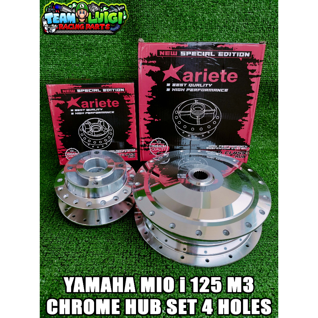 ARIETE 4 HOLES CHROME HUB SET FOR YAMAHA MIO i 125 M3 / MIO SOUL i 125 ...