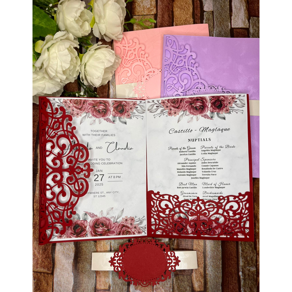 MMS♥️ 5x7Inc ( Fit to 5R) Iris Trifold DieCut Invitation cover | Shopee ...
