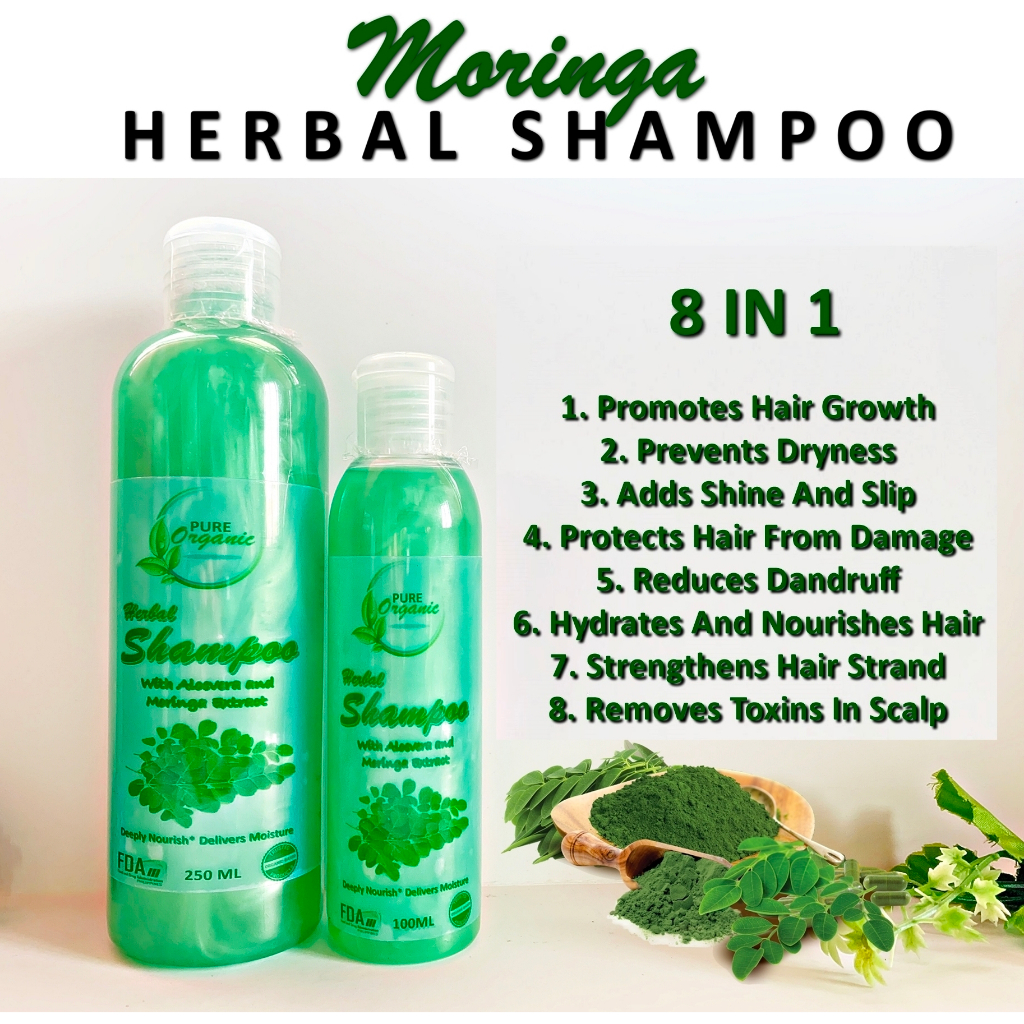 Moringa Herbal Shampoo by Pure Organic Hair Growth and Hair Thickener ...