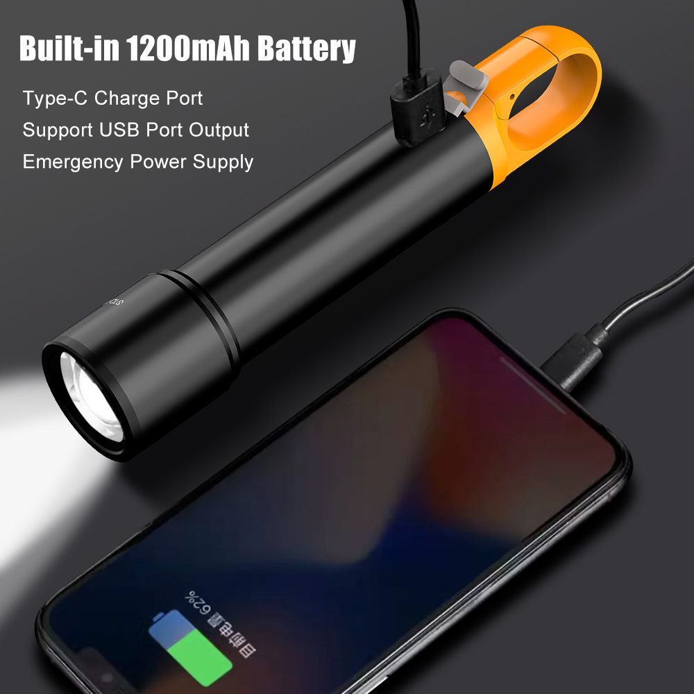 Orashare Rechargeable Super Bright LED Flashlight - Green with Hook ...