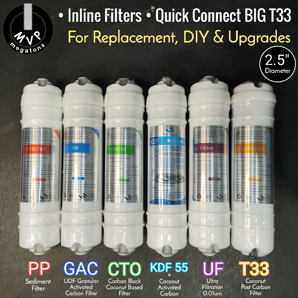 5 Stage Replacement Filters BIG T33 Quick Connect PP GAC CTO UF ...