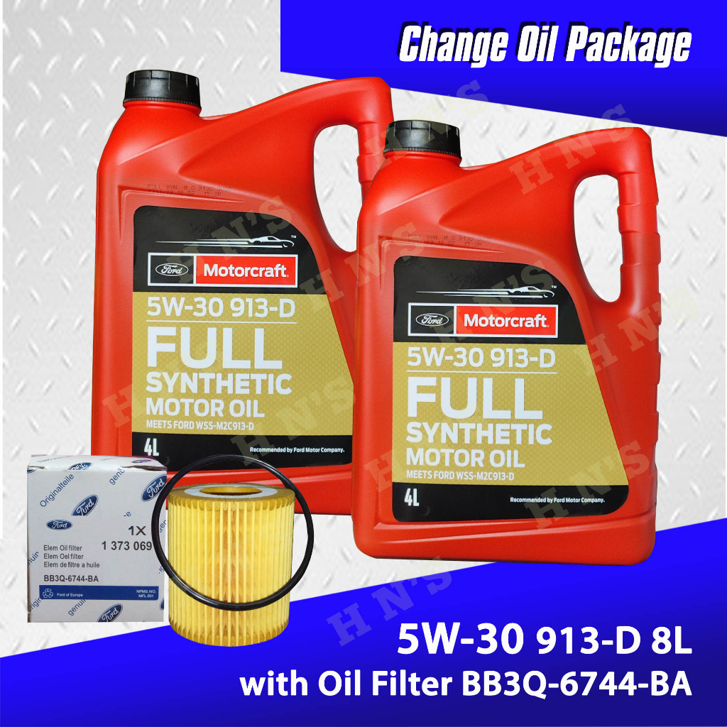 Motorcraft Fully Synthetic 5W-30 ( 913-D ) Change Oil Package for Ford ...