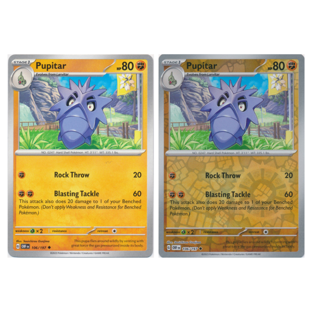 Pupitar 106/197 - Regular Rev Holo Uncommon - SV03: Obsidian Flames (SV03) - Pokemon TCG ...