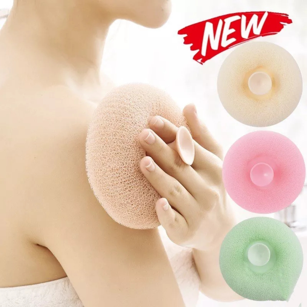 Sucker Shower Ball Sponge Bath Loofahs Mesh Pouf Massage Exfoliate Body