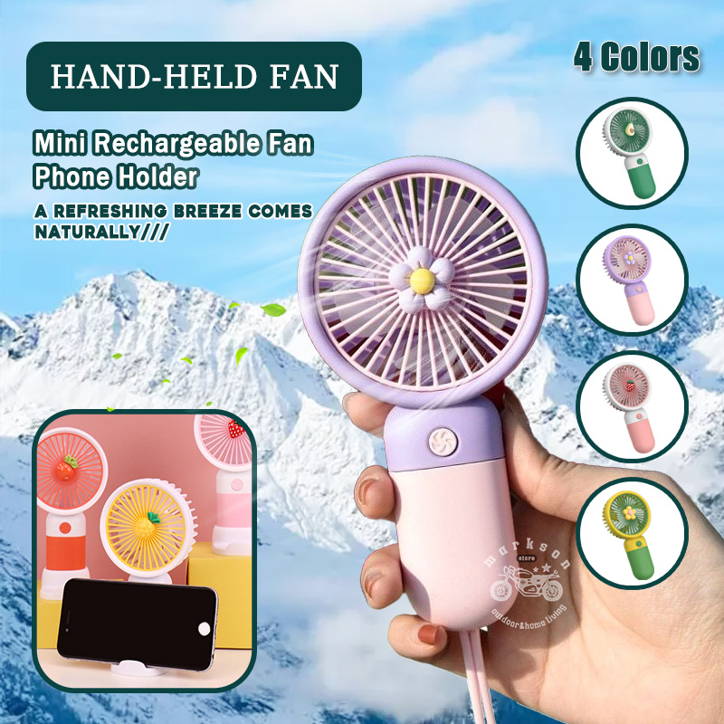 Portable Mini Fan USB Rechargeable Phone Bracket Handheld Fan Fruit ...