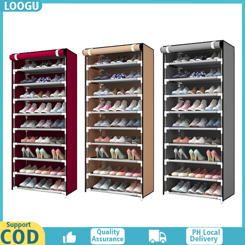 LOOGU 9 Layers Floor Shoe Rack Organizer Stainless Steel Home Use ...