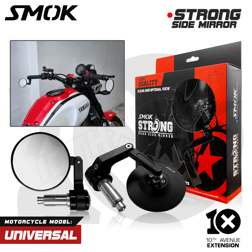 10THX SMOK Strong Side Mirror Full CNC Alloy Round Type Bar End Mirror ...