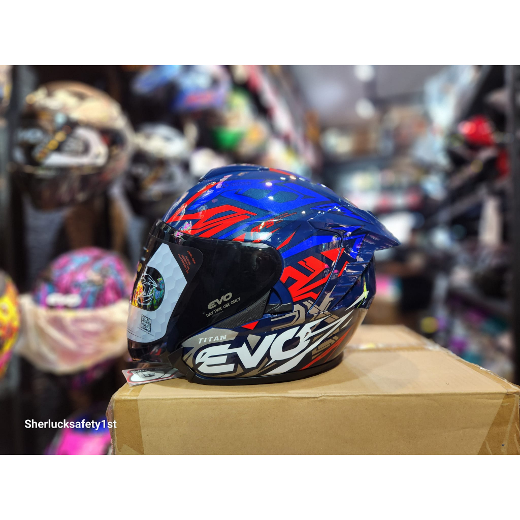 EVO HELMET RX-05 TITAN RX HALF FACE DUAL VISOR w/ free clear lens ...