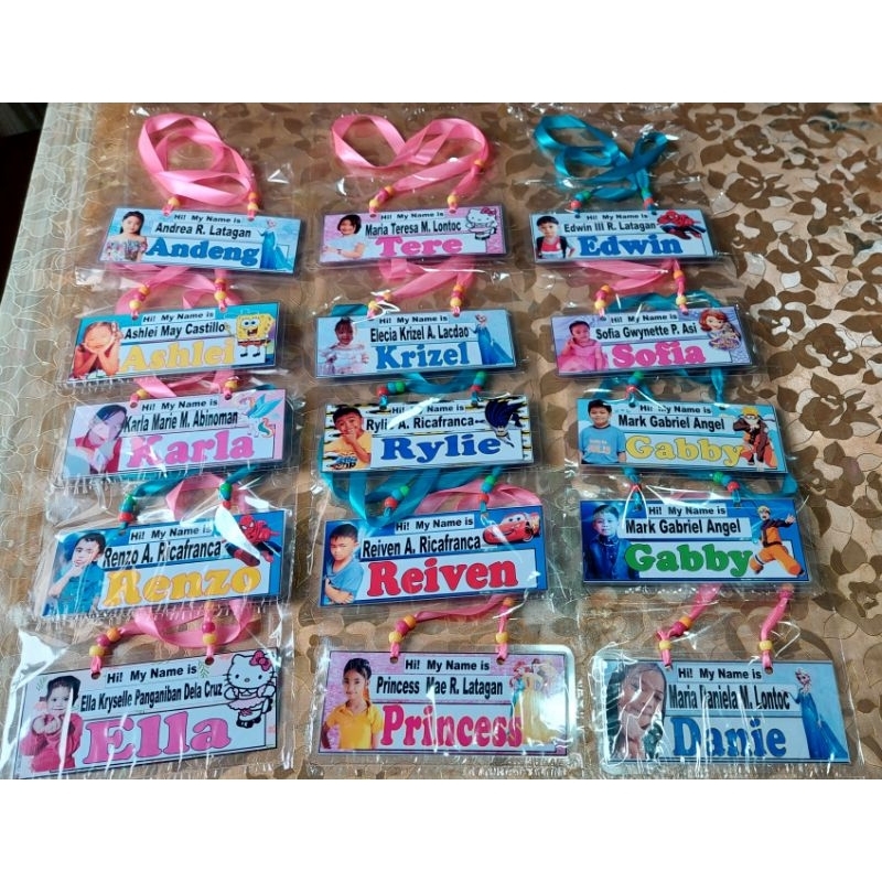 Kids Students Laminated Nametag with Picture Customized Personalized ...